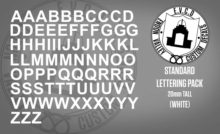 Generic White Lettering decals Packs 16mm scale | Endon Valley Custom ...