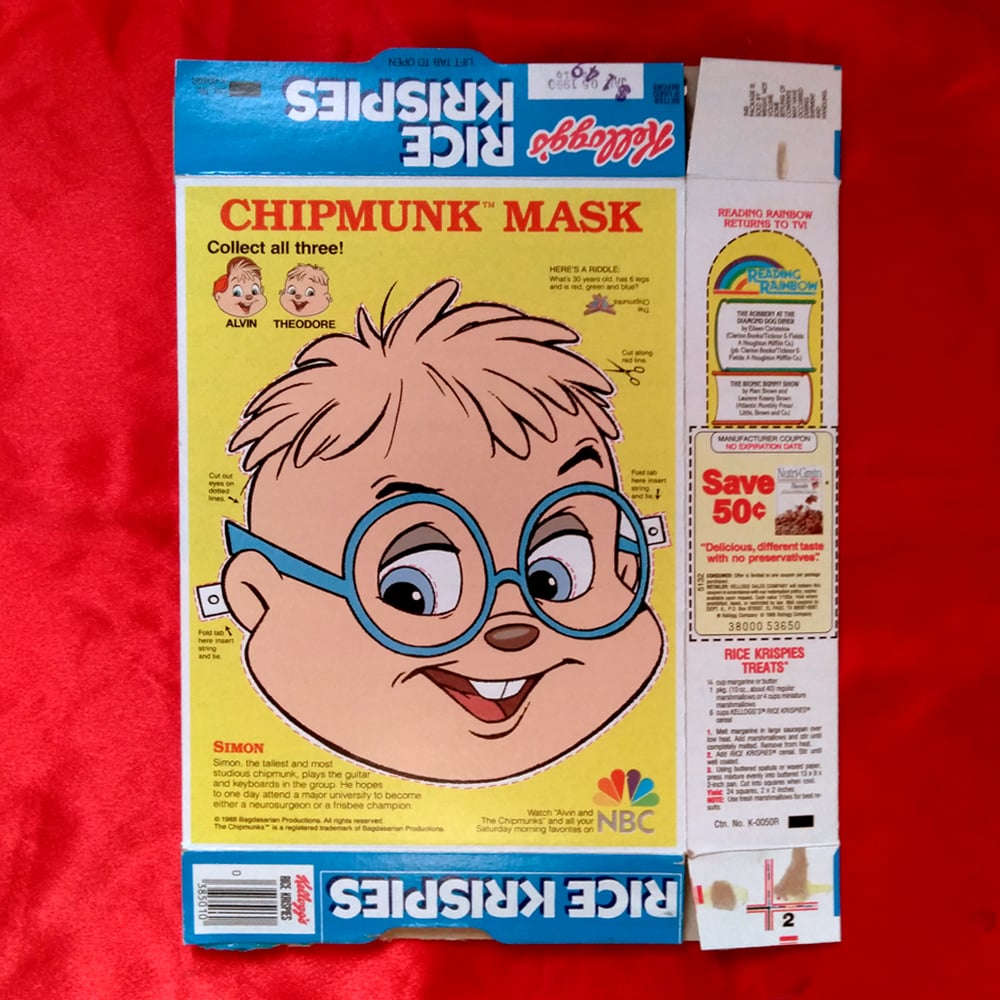 Simon (Alvin and the Chipmunks) - Kelloggs Rice Krispies mask (1990 ...
