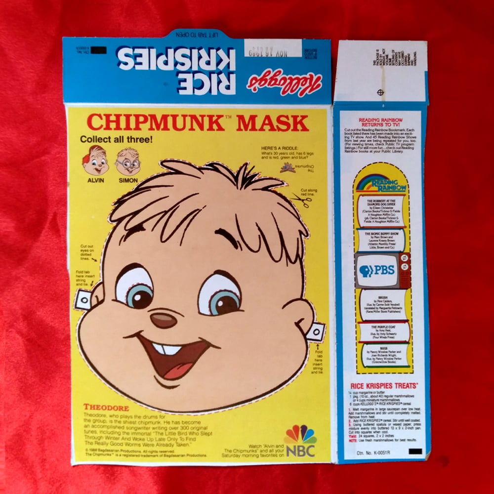 Theodore (Alvin and the Chipmunks) - Kelloggs Rice Krispies mask (1989 ...