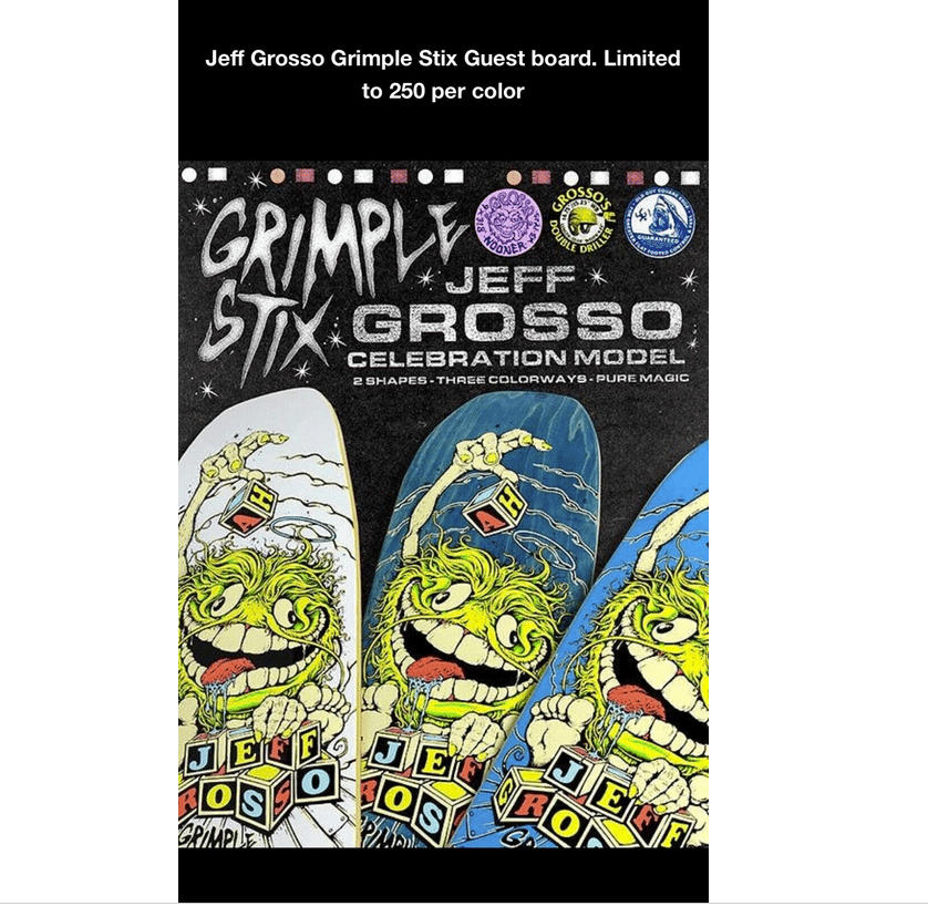 JEFF GROSSO SKATEBOARD DECK 2 PAK - GRIMPLE STIX AND BLACK LABEL ...