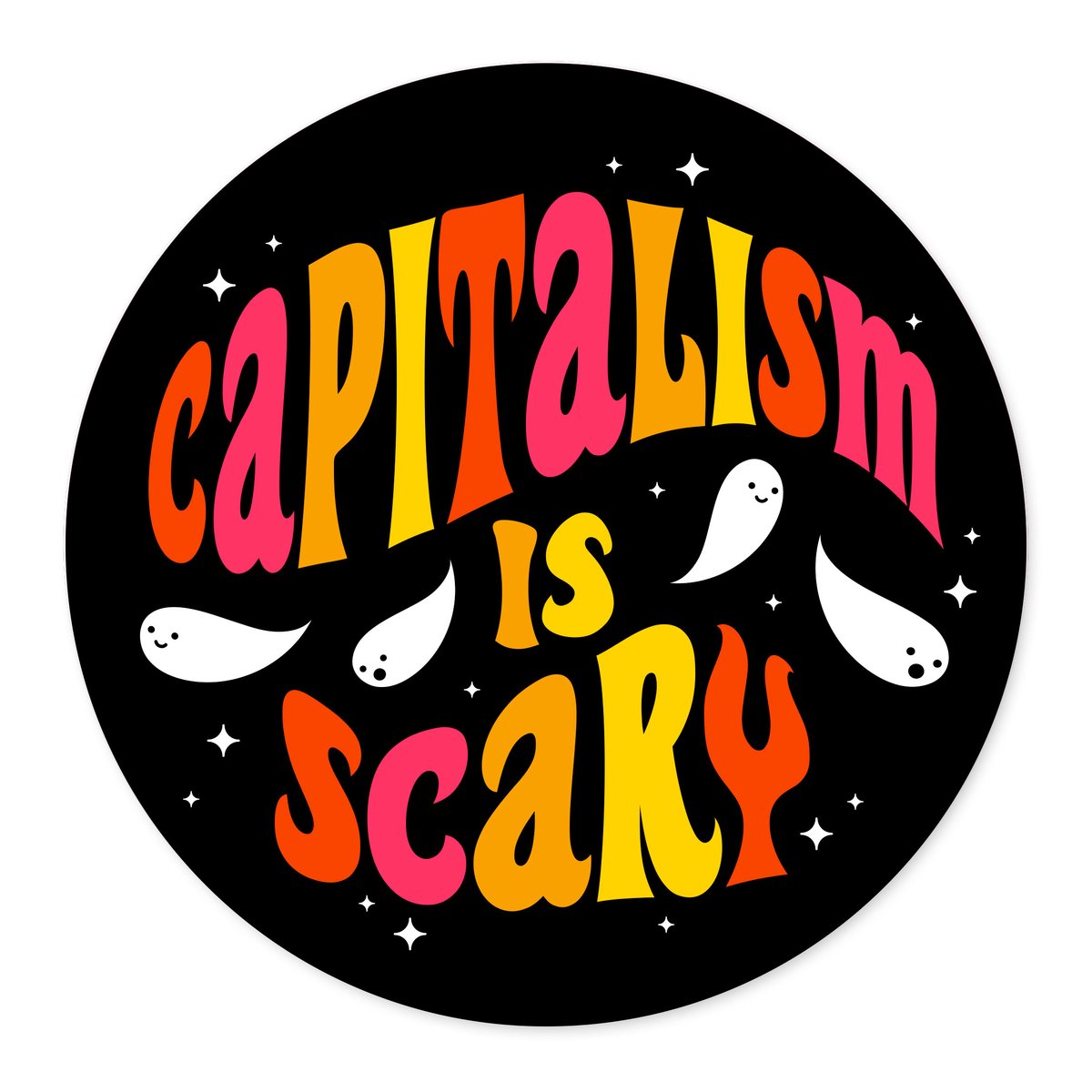 Capitalism Is Scary Sticker | krystan saint cat