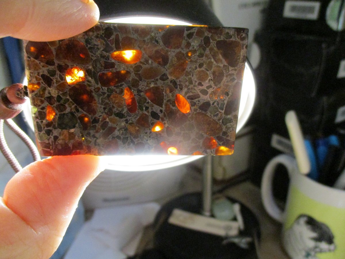 Pallasite Meteorite, Polished Slice with Imbedded Gemstones 1 of 4 ...