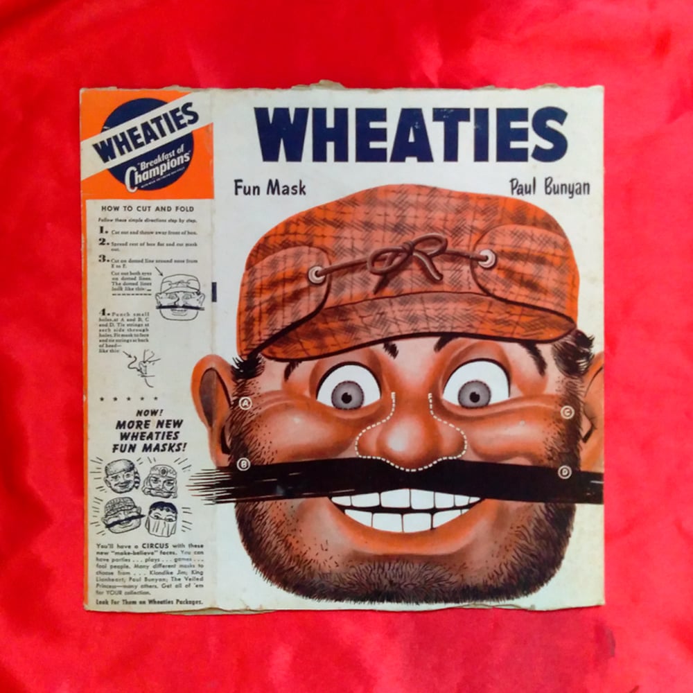 Paul Bunyan - Wheaties Cereal mask (1940s-50s) - cereal box | Phony Face