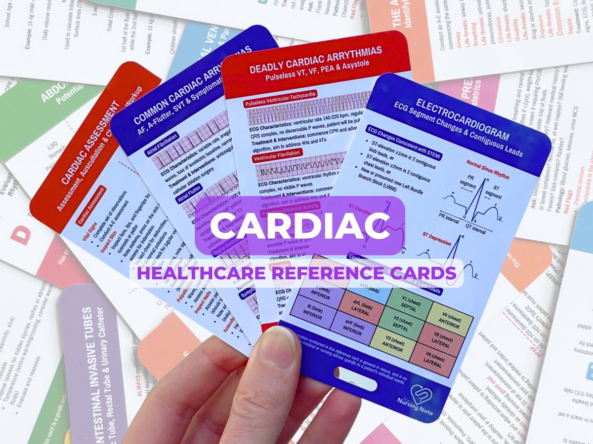 Cardiac Healthcare Reference Cards | The Nursing Note