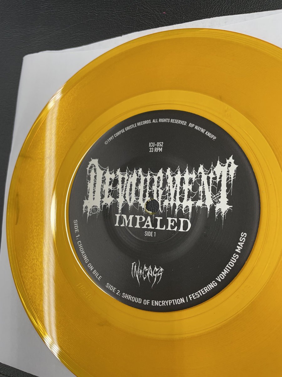 Ossuary Industries — Devourment - Impaled 7inch- PISS YELLOW