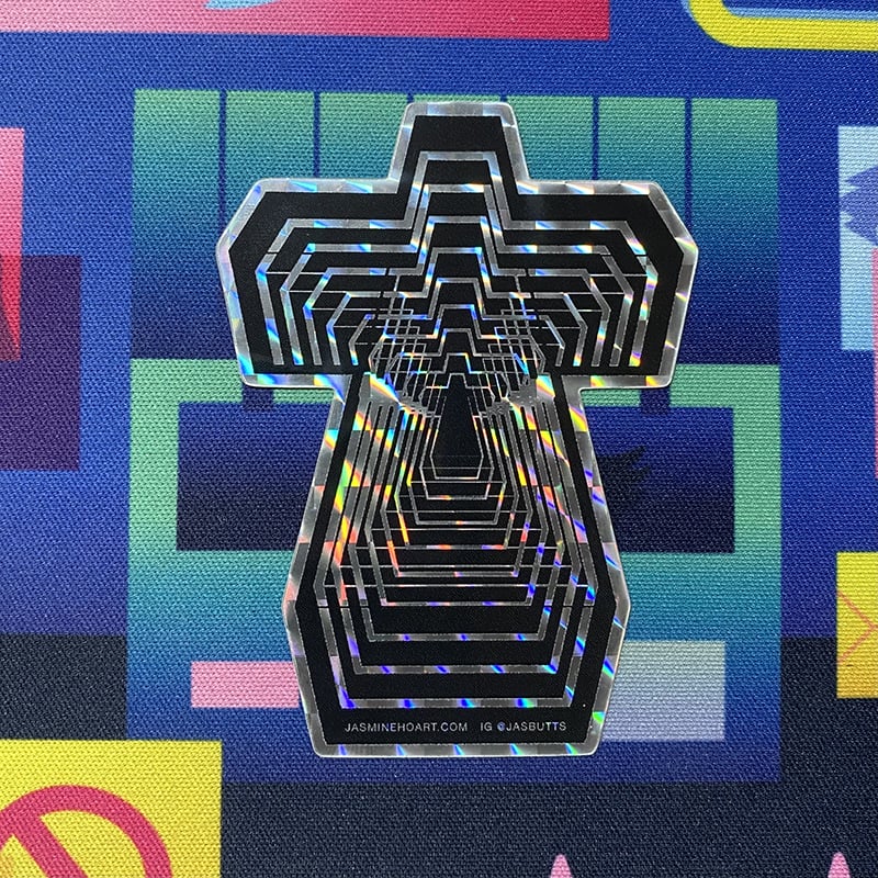 Infinity Mirror Cross - Prismatic Vinyl Sticker | jasbutts