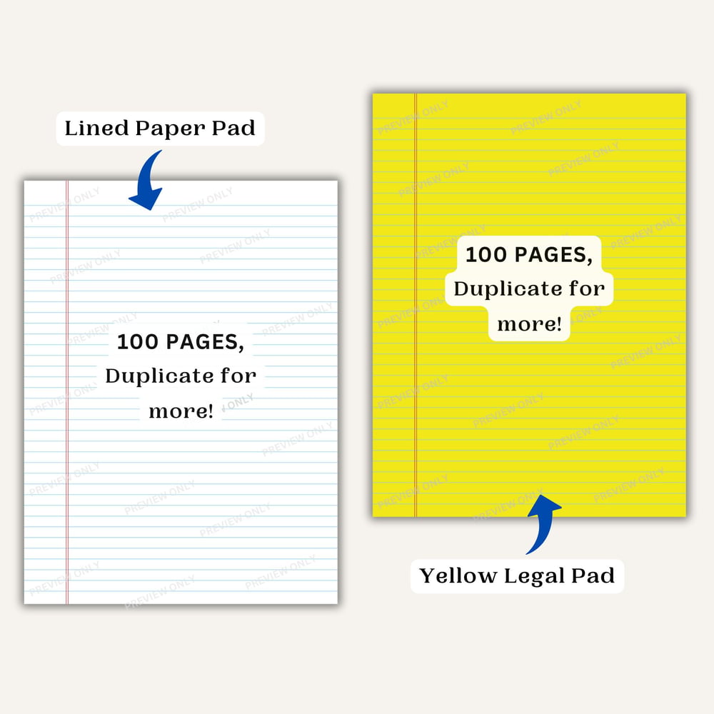 Lined and Yellow Legal Paper Notepad Bundle, Template for reMarkable ...