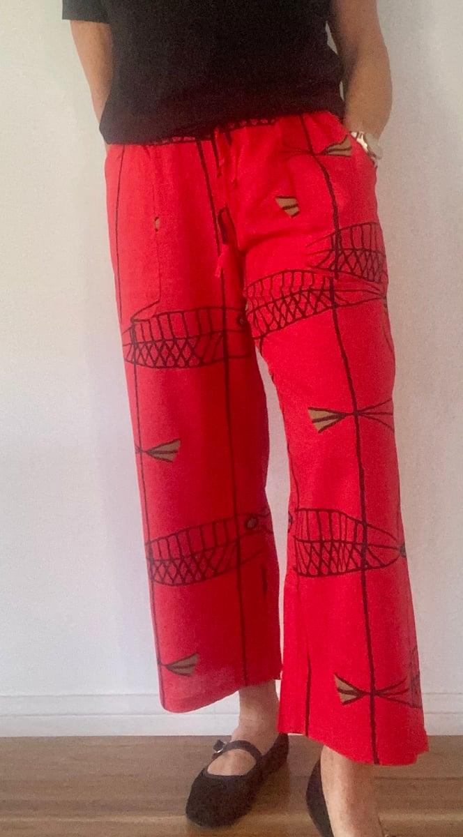 Wild Lillies — Anne Linen/Cotton Pants - Fish Red