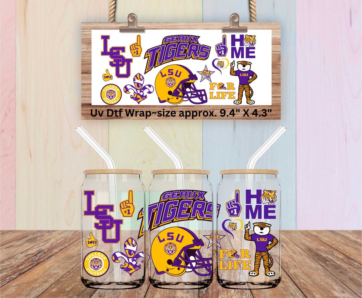 LSU College Football Uv Dtf Wrap or Shot Glass Decals | Okie Boujee