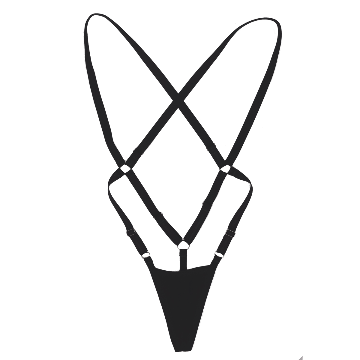 Black G-String Body Harness (Silver) | Odd Romp