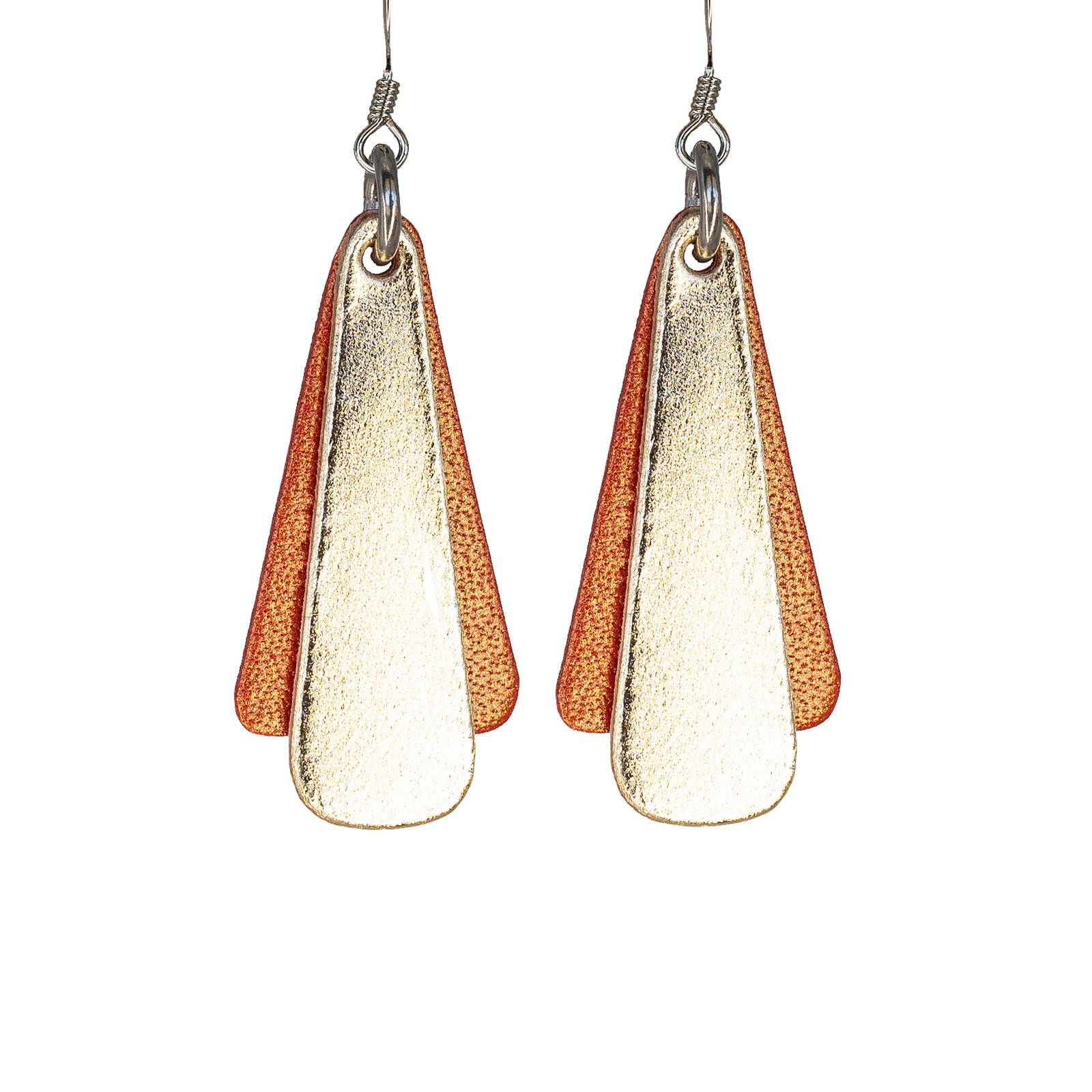 Gold leather earrings store