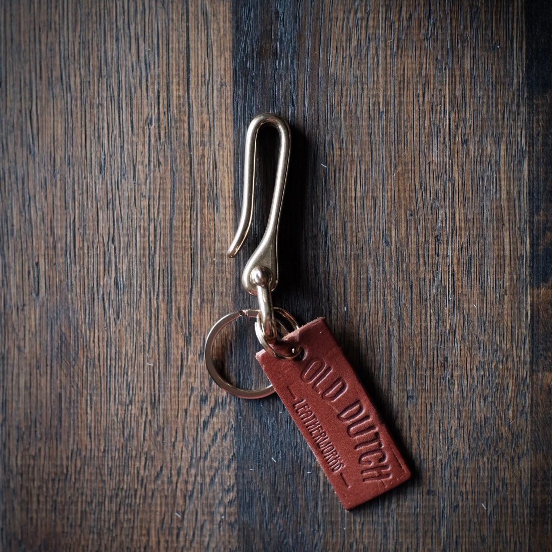 Leather Key Hook – Dark Brown, Durable & Compact | Old Dutch Leatherworks