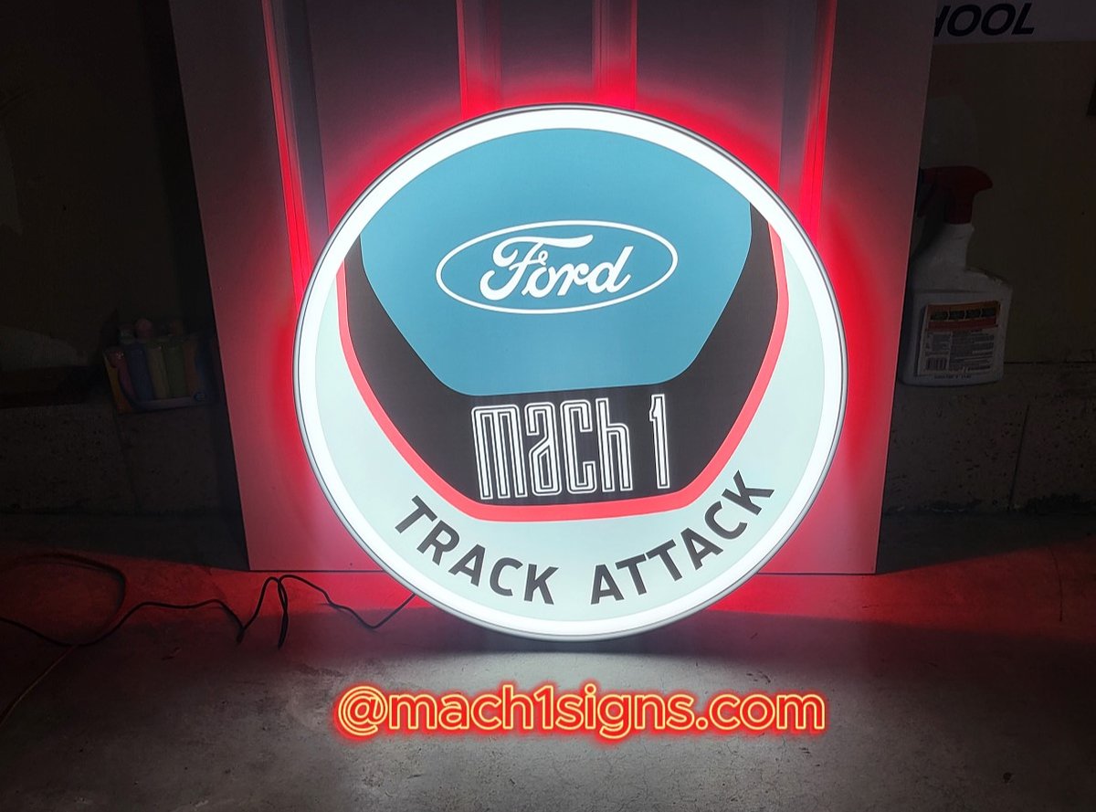 Custom LED RGB Mach 1 track attack Wall signs for Garage and man cave ...