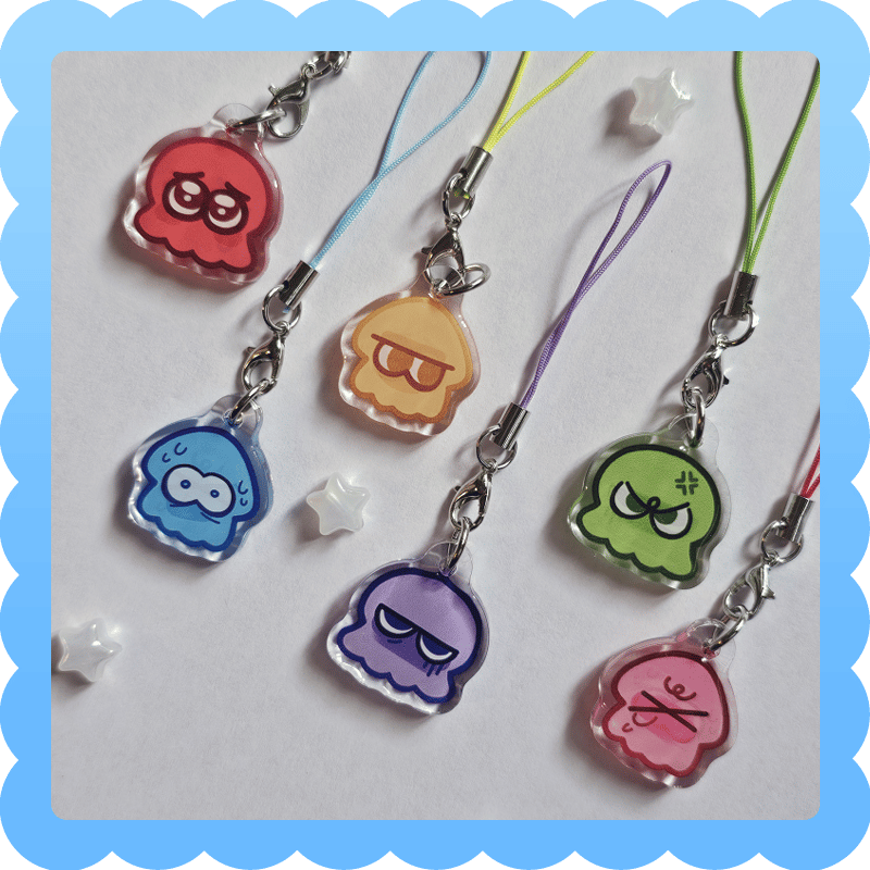 inkling and octoling ️ epoxy phone charm | jeanini's art shop