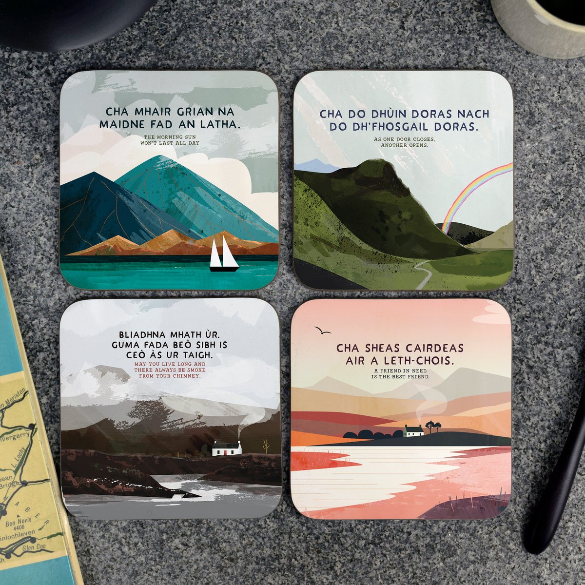 Gift box of Scottish Gaelic (Coasters) | Eat Haggis