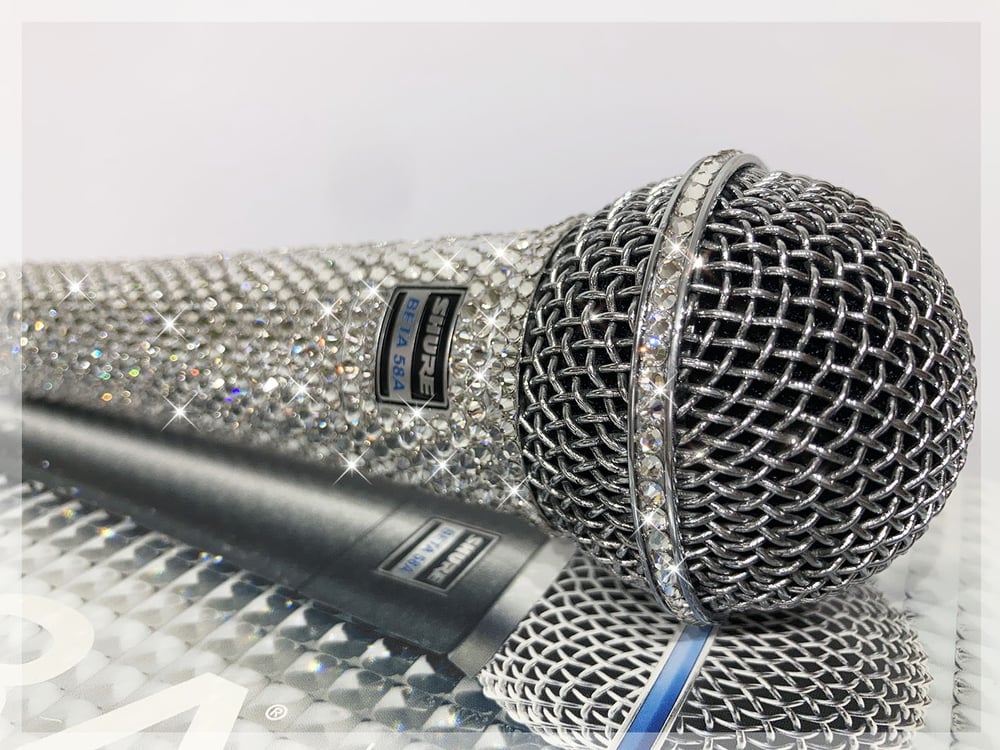 Custom clear diamond Swarovski® crystal bedazzled microphone | Crystalskins