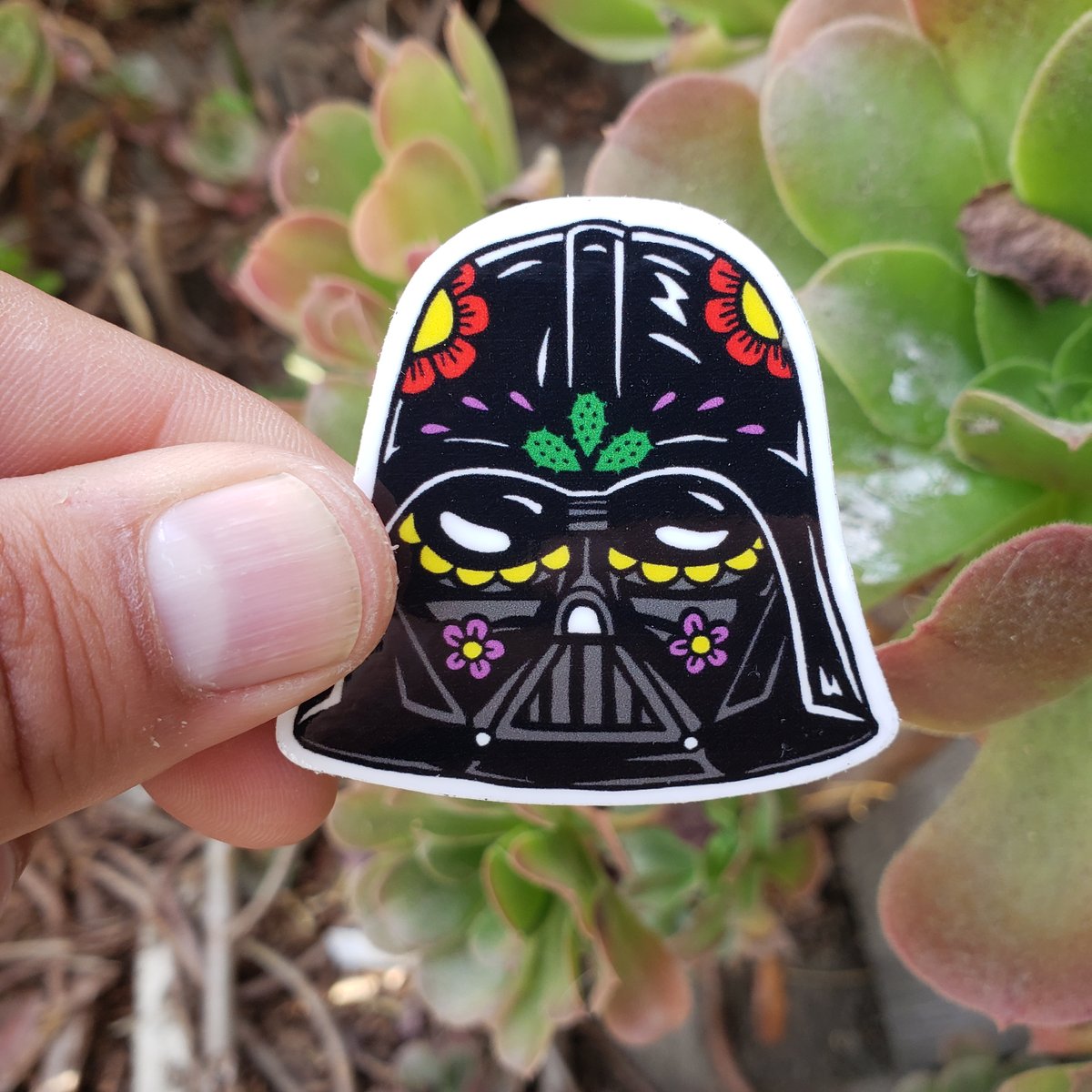 Vader Mask Calavera Mini Vinyl Sticker | Artwork by Jose Pulido