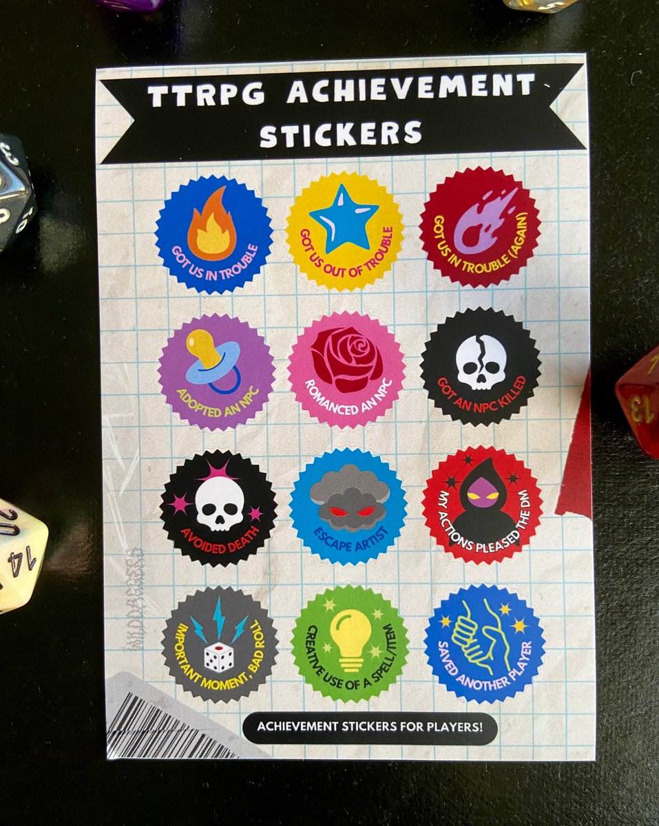 TTRPG Achievement Sticker Sheet | wilddaggers