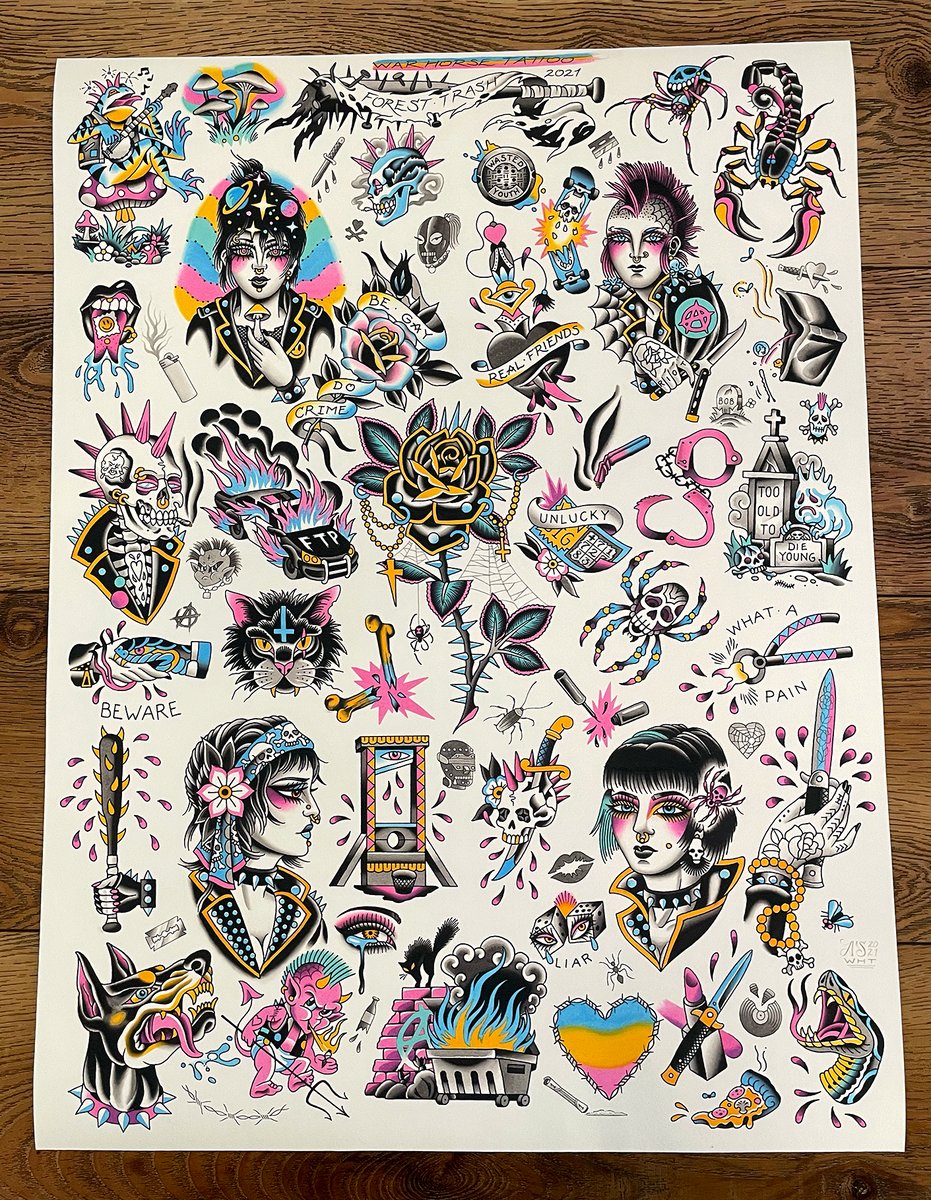 Pork Chop Punks Art Print | Alex Schwartz Tattoo