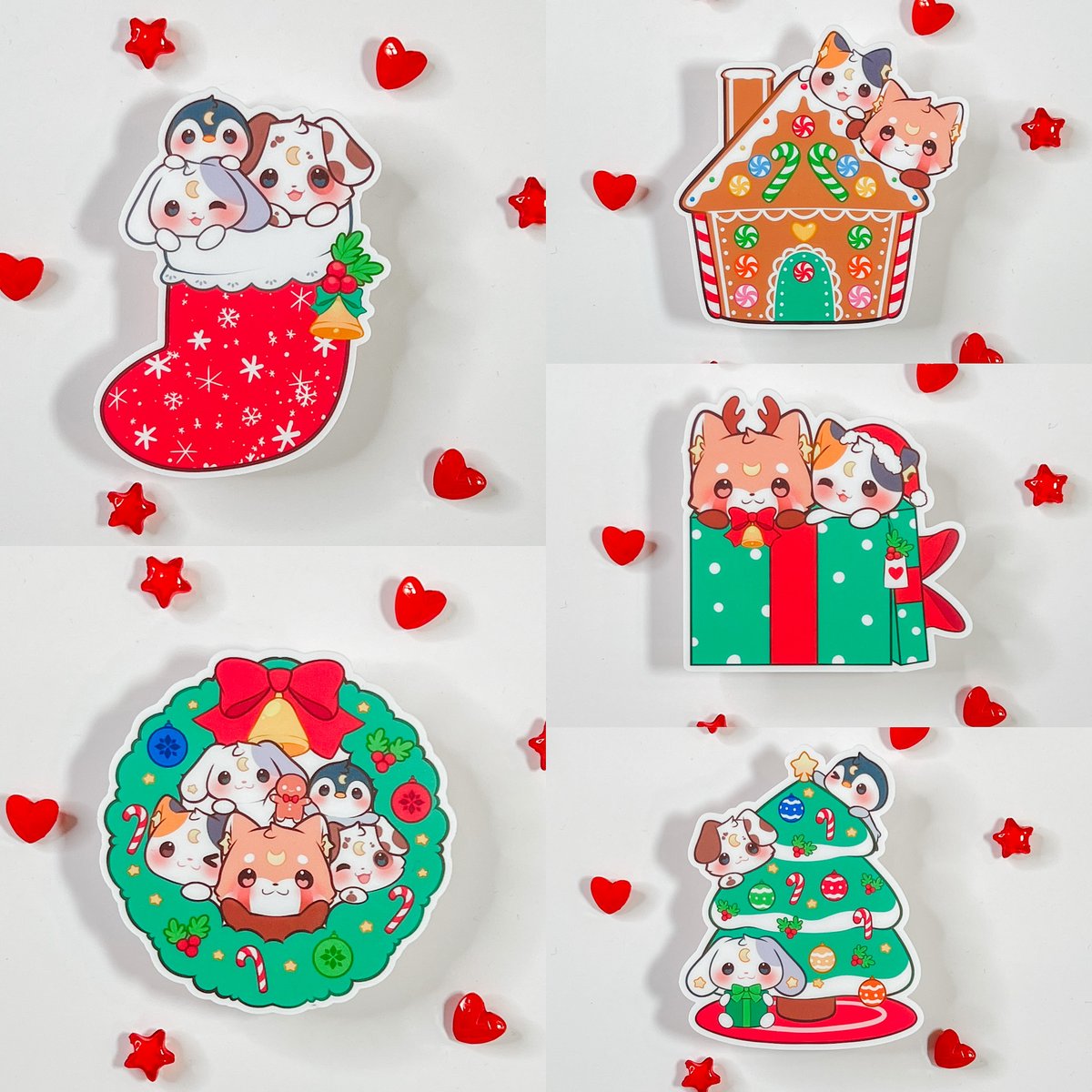 Mochi & Friends Christmas Sticker | MaeMunchiesCo