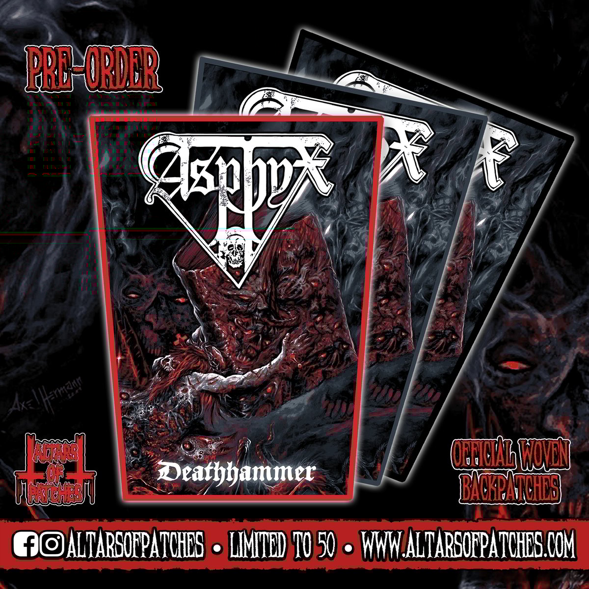 Asphyx - "Deathhammer" Official Backpatch | Altars of Patches