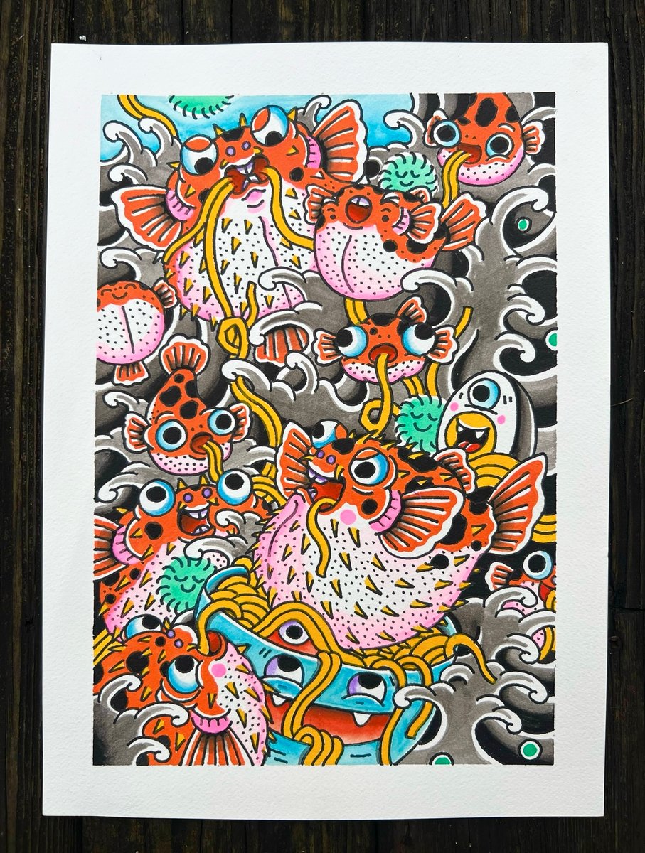 Puffer Party Mini Print | Henbo