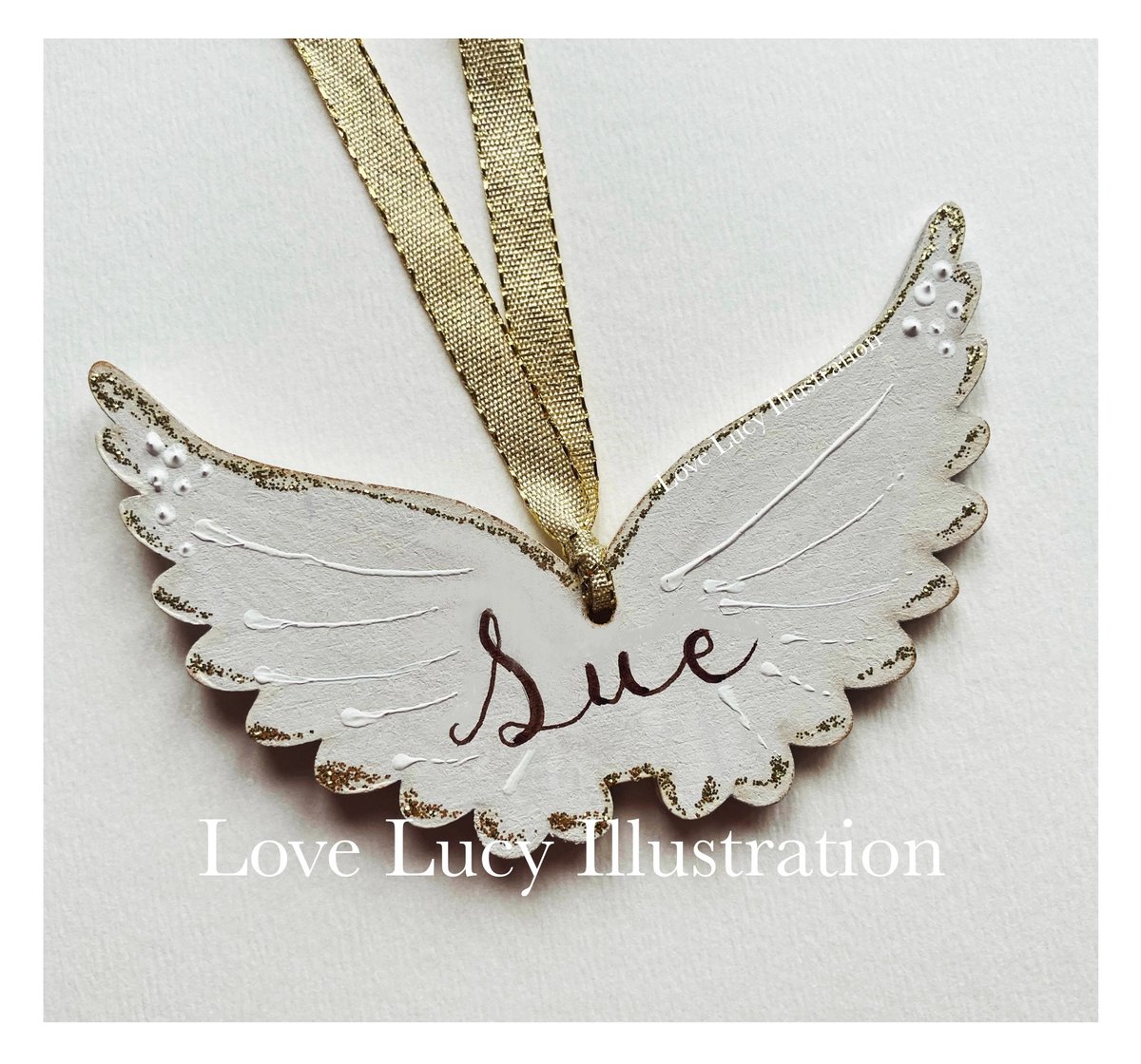 Love Lucy Illustration — Angel Wings Wooden Decoration