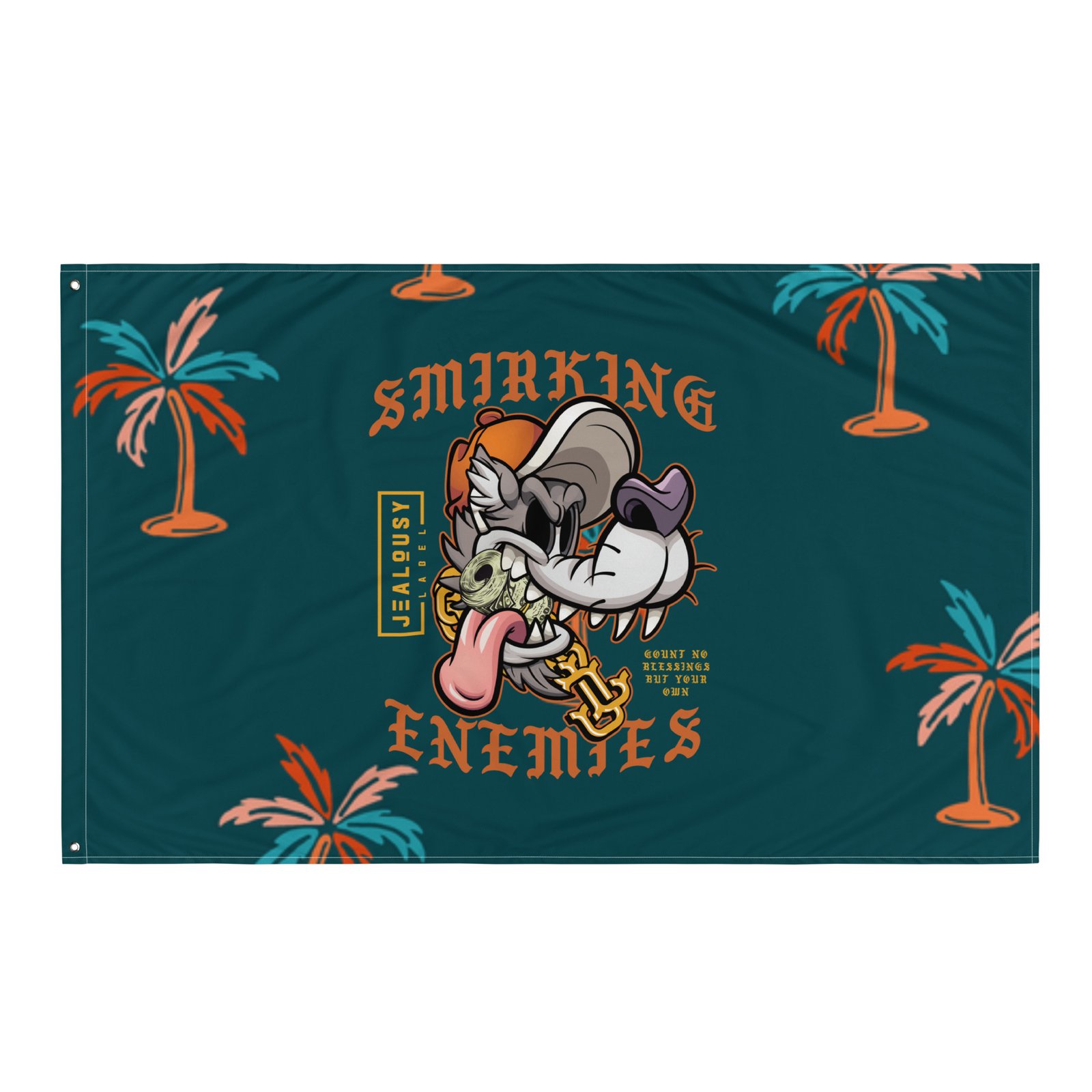 Smirking Enemies Flag | Jealousy Label
