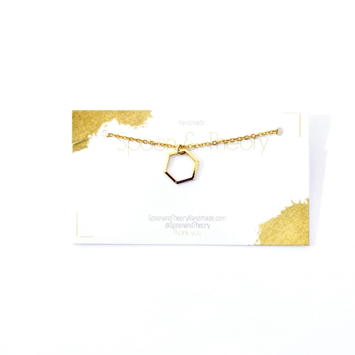 Tiny Gold Hexagon Dainty Necklace | Spoon & Theory Handmade