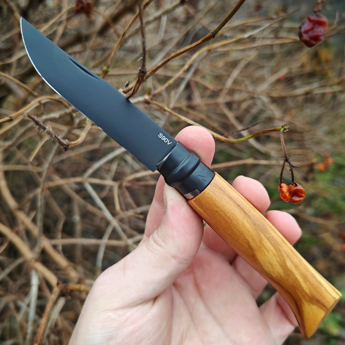 Opinel №8 S90V Ceracote 62-63 HRC Olive | TriangleTools