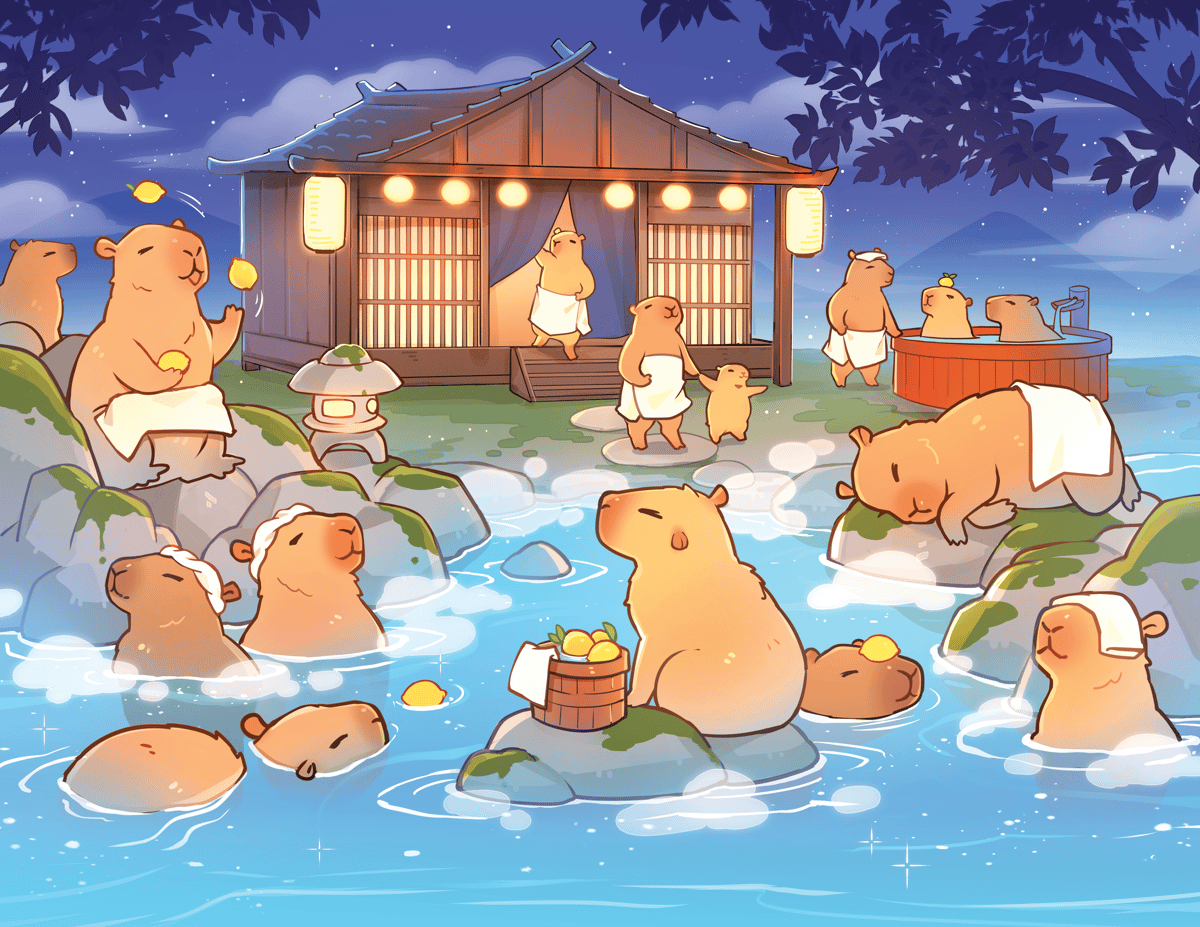 Capybara Onsen (Print) | Junepurrr