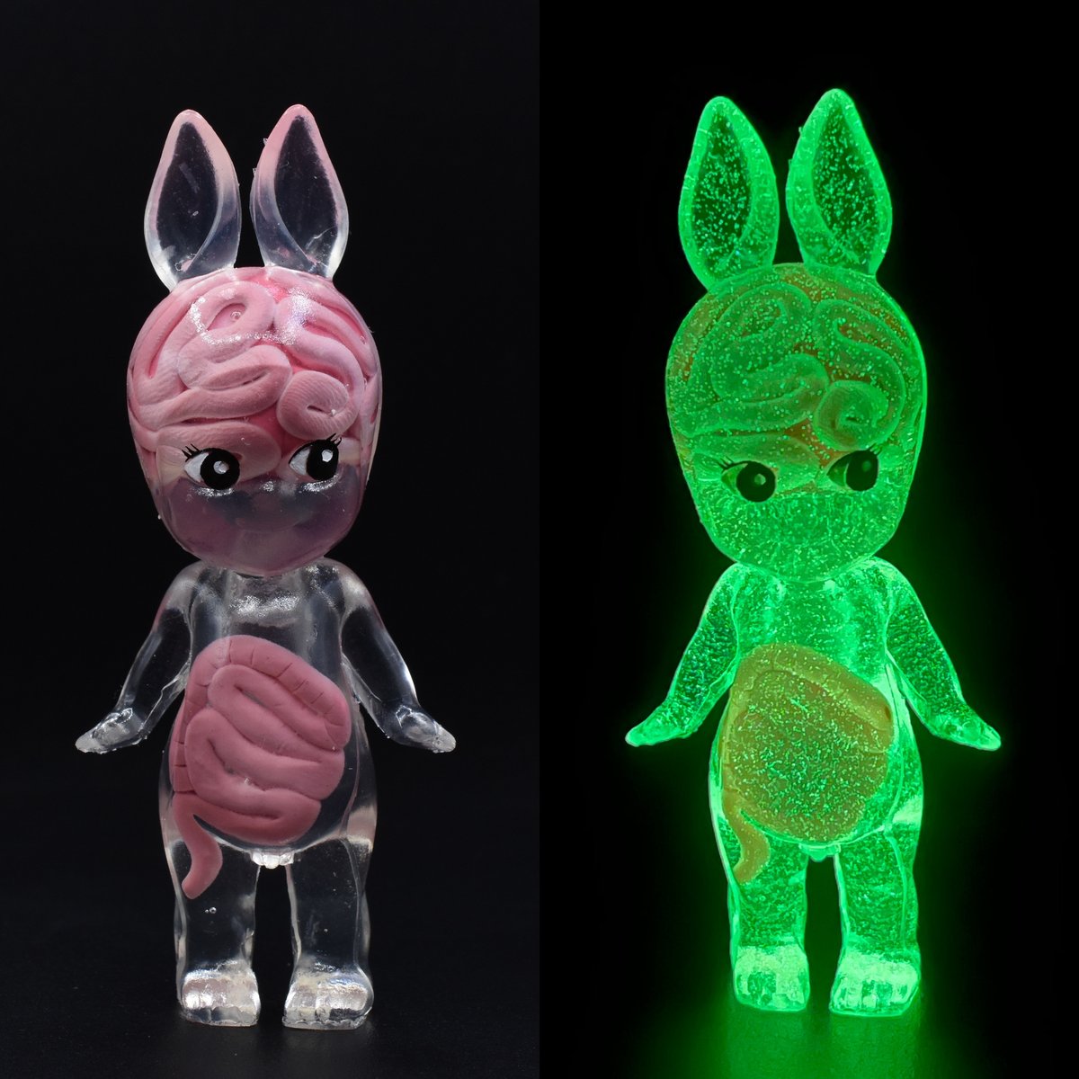 Kilos Kewties Glow in the Dark Anatomy Bunny Double Cast Resin Figure ...