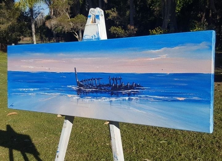 Original Art Dicky Beach - SS Dicky | Sarah Lawson Fine Art - Landscape ...