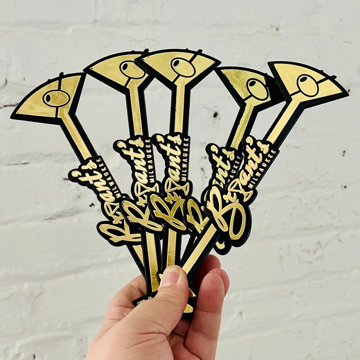 BRYANT'S Cocktail Lounge 8" Black/Gold Martini Swizzles | The Black ...