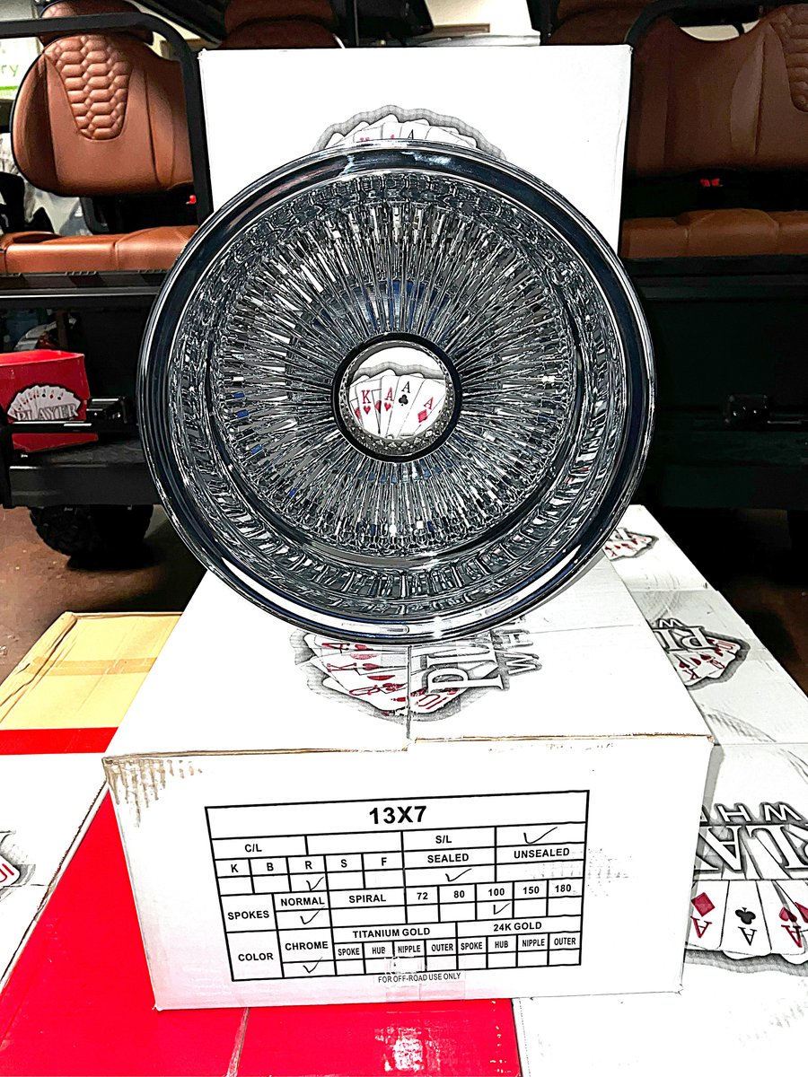 13x7 Chrome 100 Spoke Player Wire Wheels (reverse) | Wheel Rack