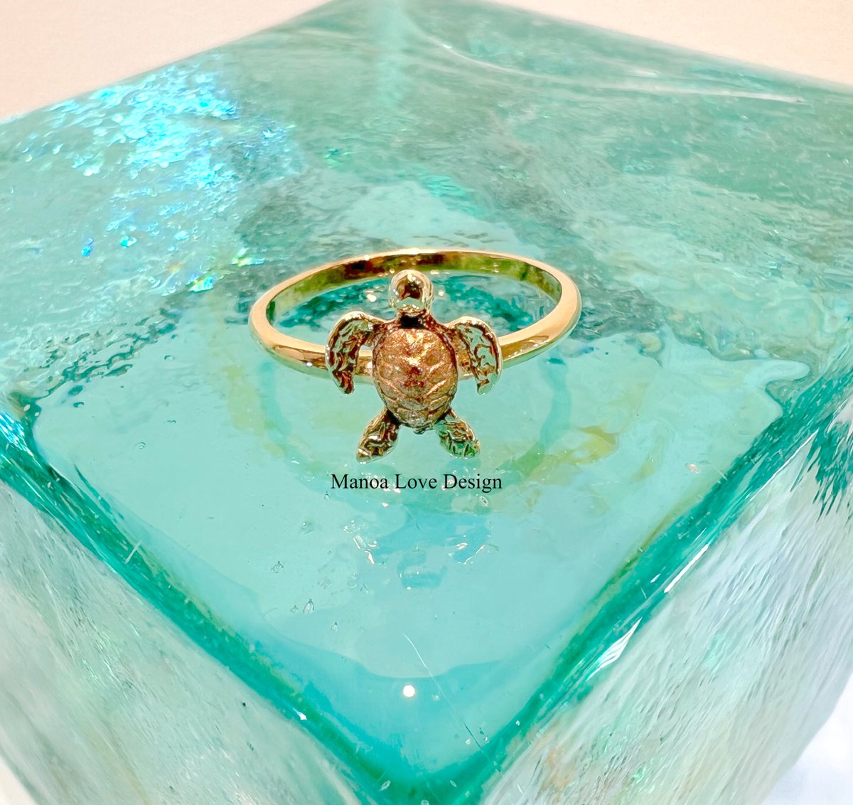 14k turtle Hawaiian ring(Rose gold shell , Yellow gold band) | Manoa ...
