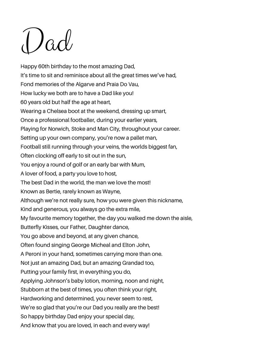 Personalised rhyme for Dad | Worduponthewall