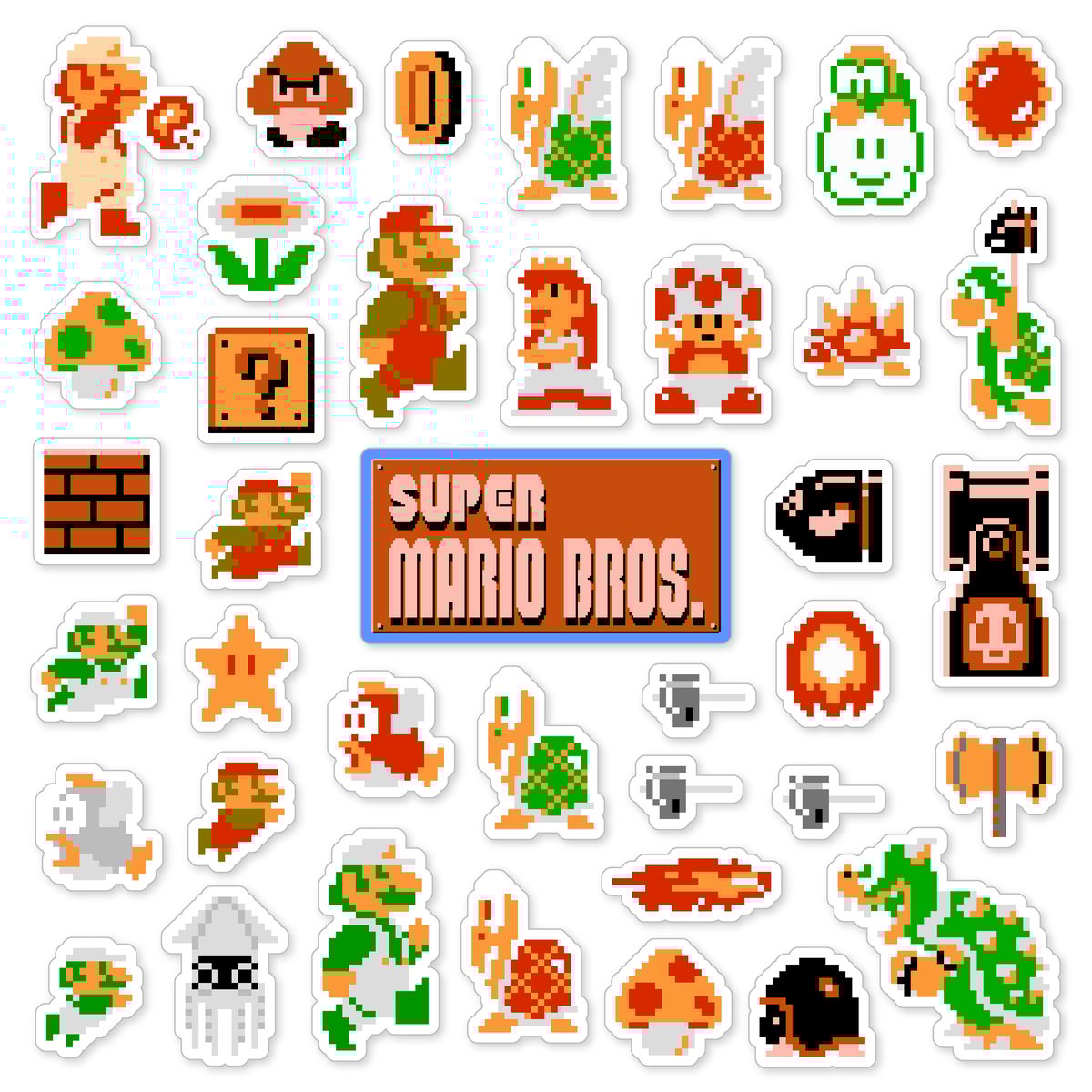 Super Mario Bros. Sticker Set (39 Pieces) | SuperStickerClub.com ...