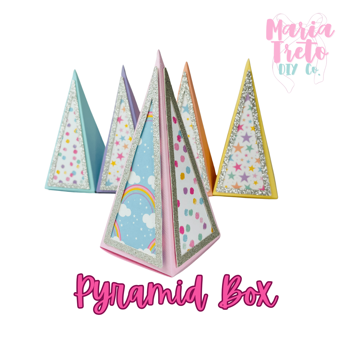 Let's Celebrate Pyramid Box Die-Cut 1215 | MariaTretoDIY
