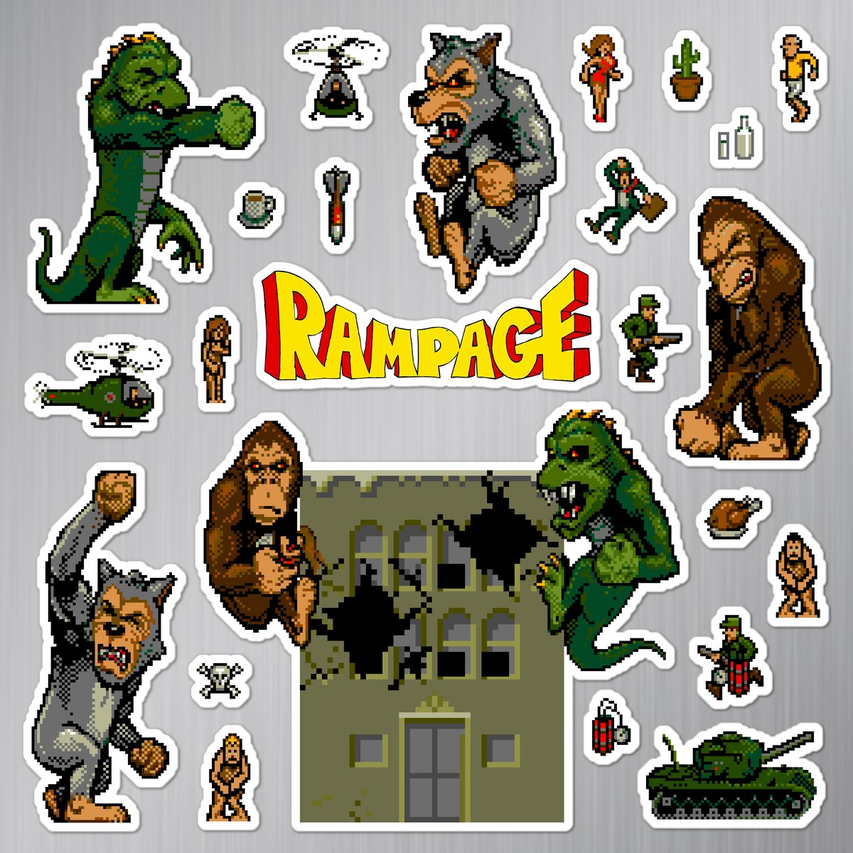 Rampage Arcade Game Magnet Set (24 Pieces) | SuperStickerClub.com ...