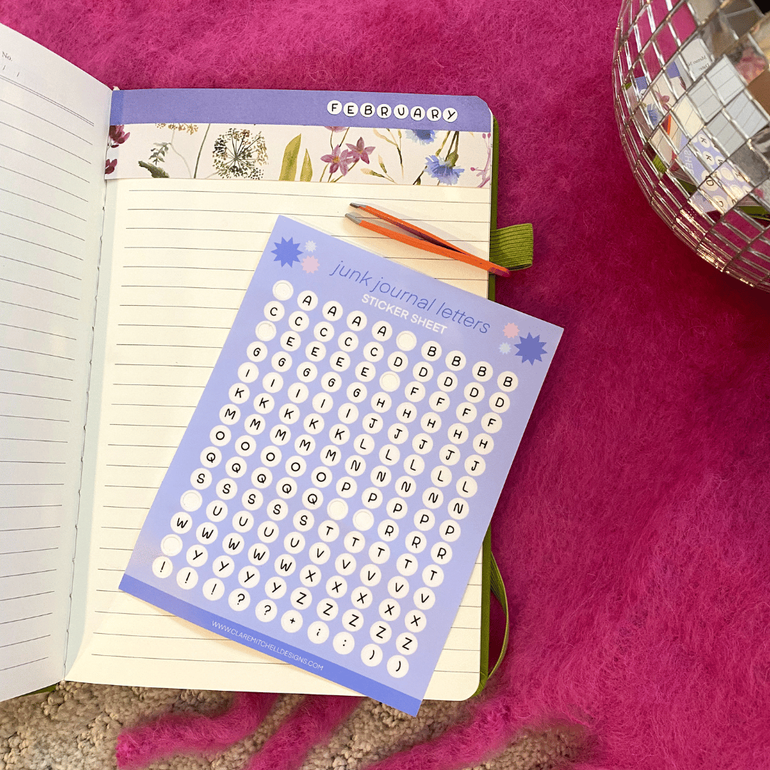 Junk Journal Letters Sticker Sheets | Clare Mitchell Designs
