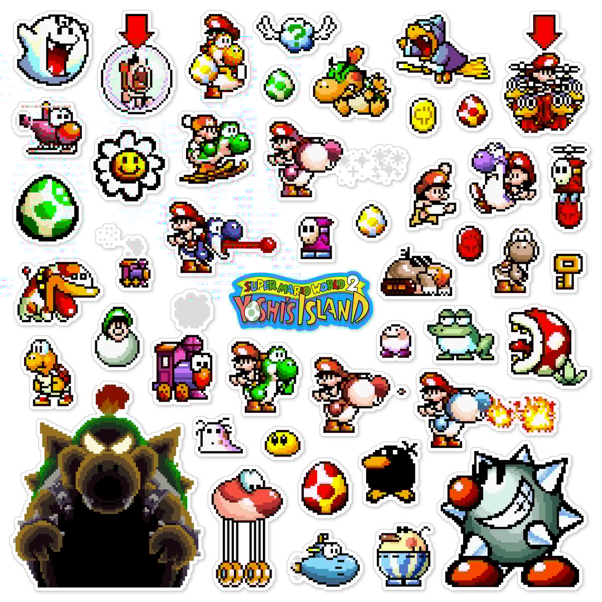 Super Mario World 2: Yoshi's Island Sticker Set (46 Pieces ...