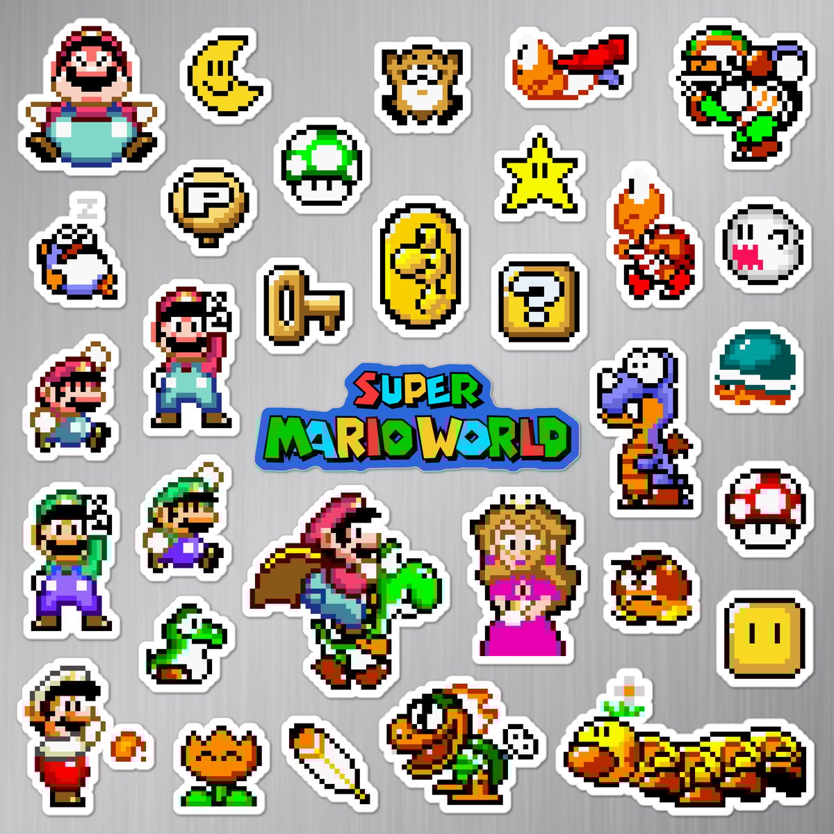 Super Mario World Magnet Set (32 Pieces) | SuperStickerClub.com | Video ...