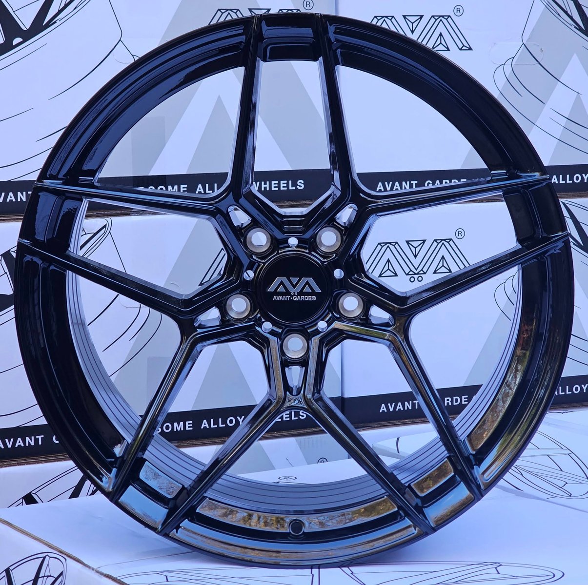 20" AVA HSF037 STAGGERED ALLOY WHEELS FITS 5X120 GLOSS BLACK | TMG ...