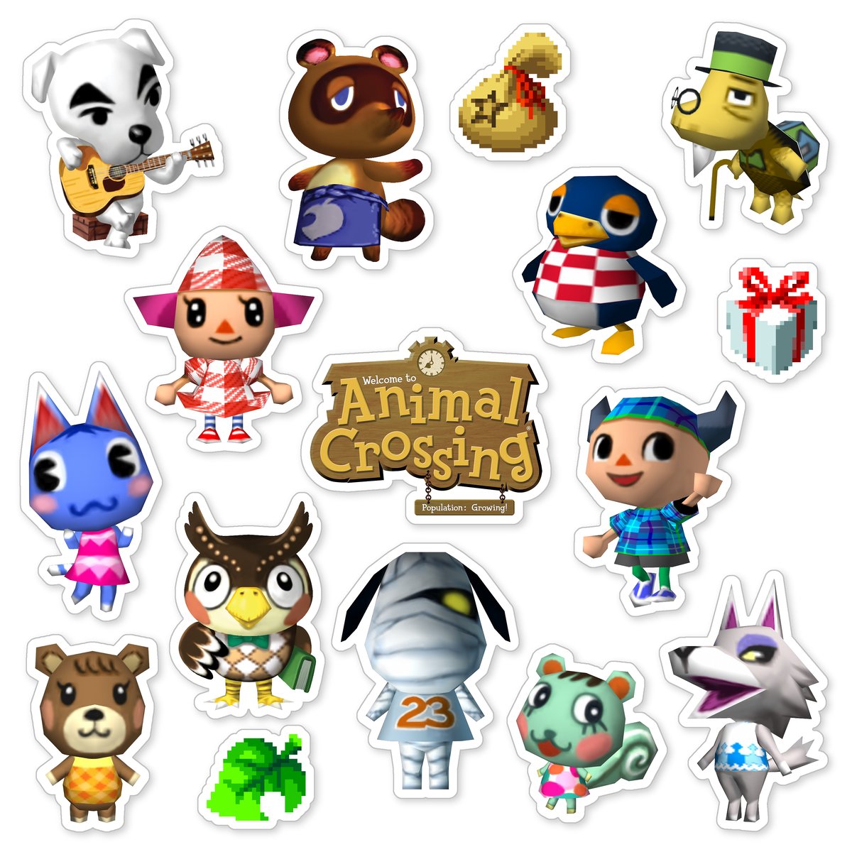 Animal Crossing Sticker Set (16 Pieces) | SuperStickerClub.com | Video ...