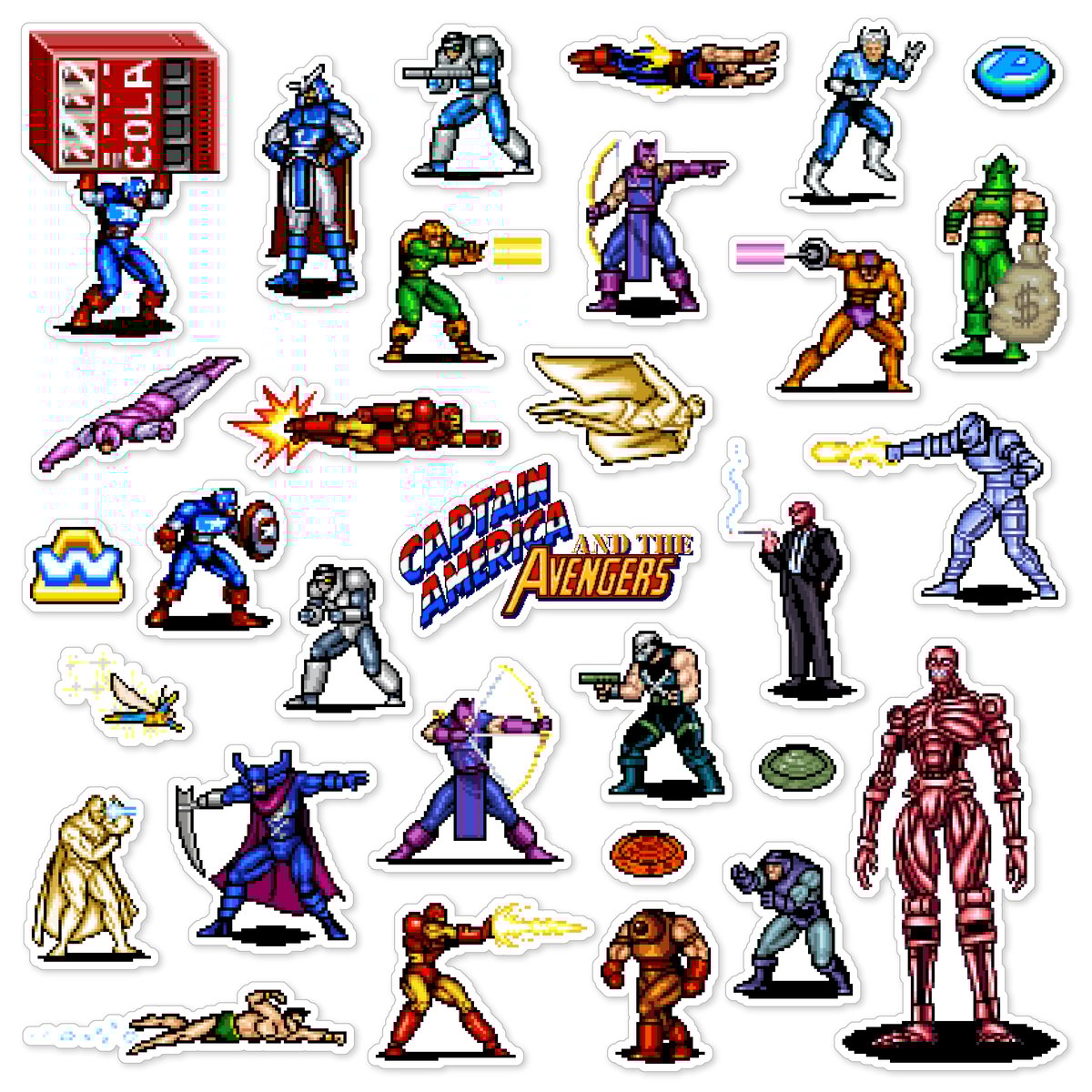Captain America and the Avengers Arcade Sticker Set (31 Pieces ...