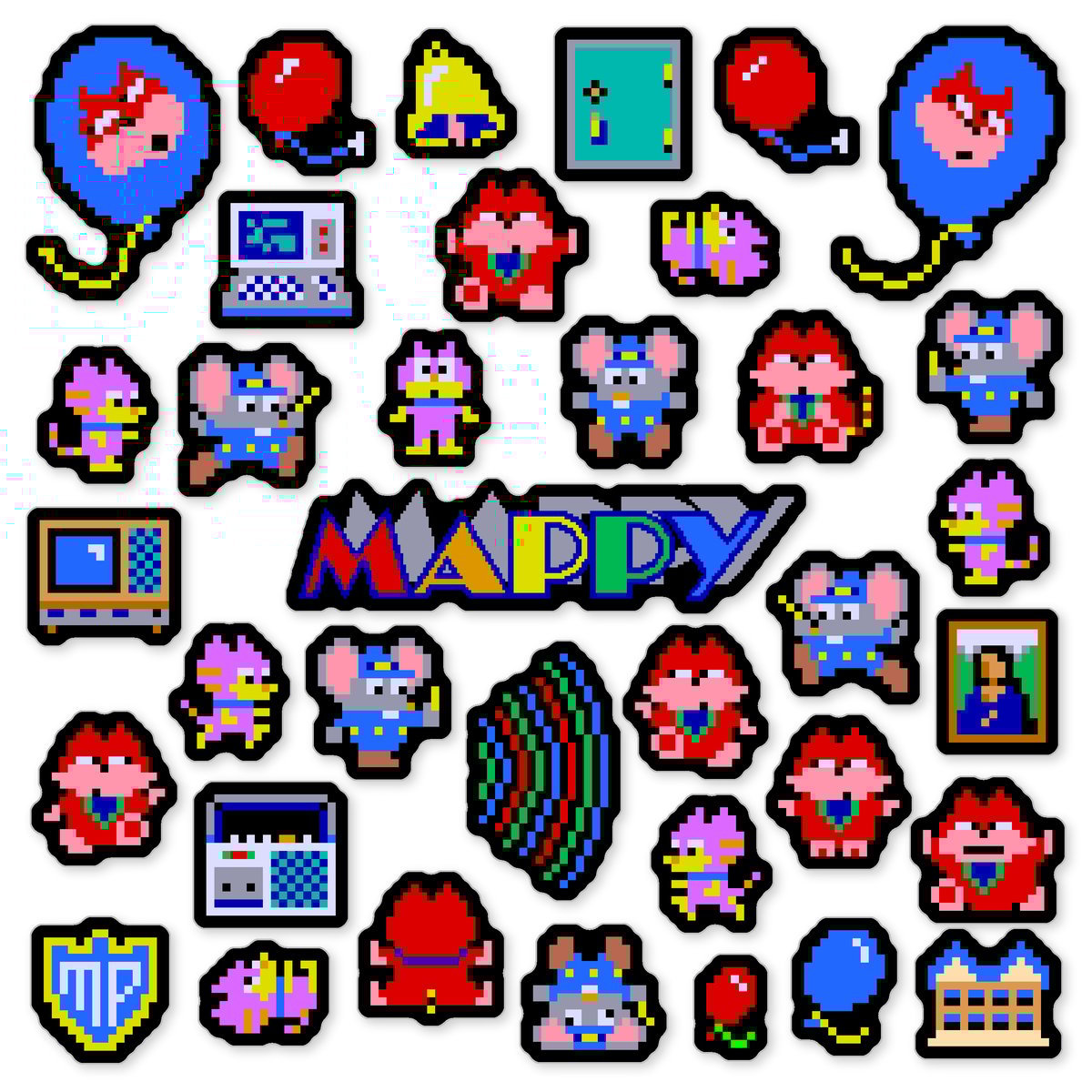 Mappy Arcade Sticker Set (36 Pieces) | SuperStickerClub.com | Video ...