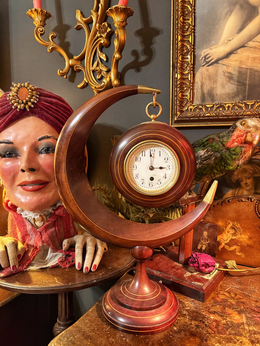 Rare Antique Crescent Moon Clock | Old Ghosts Odditorium