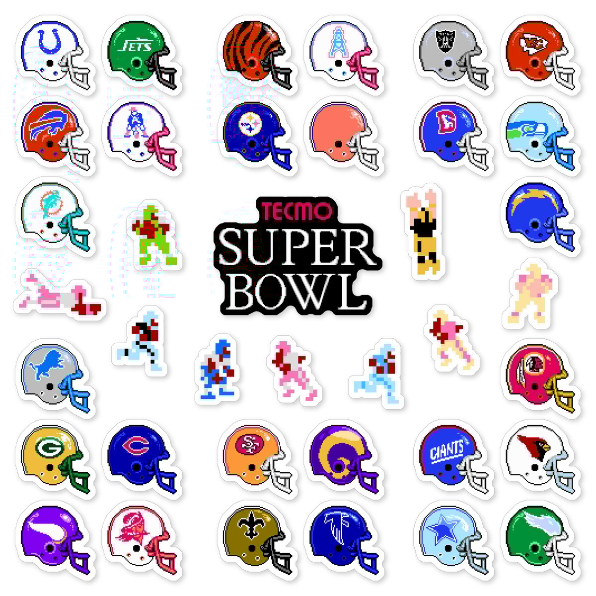 Tecmo Super Bowl NES Sticker Set (38 Pieces) | SuperStickerClub.com ...