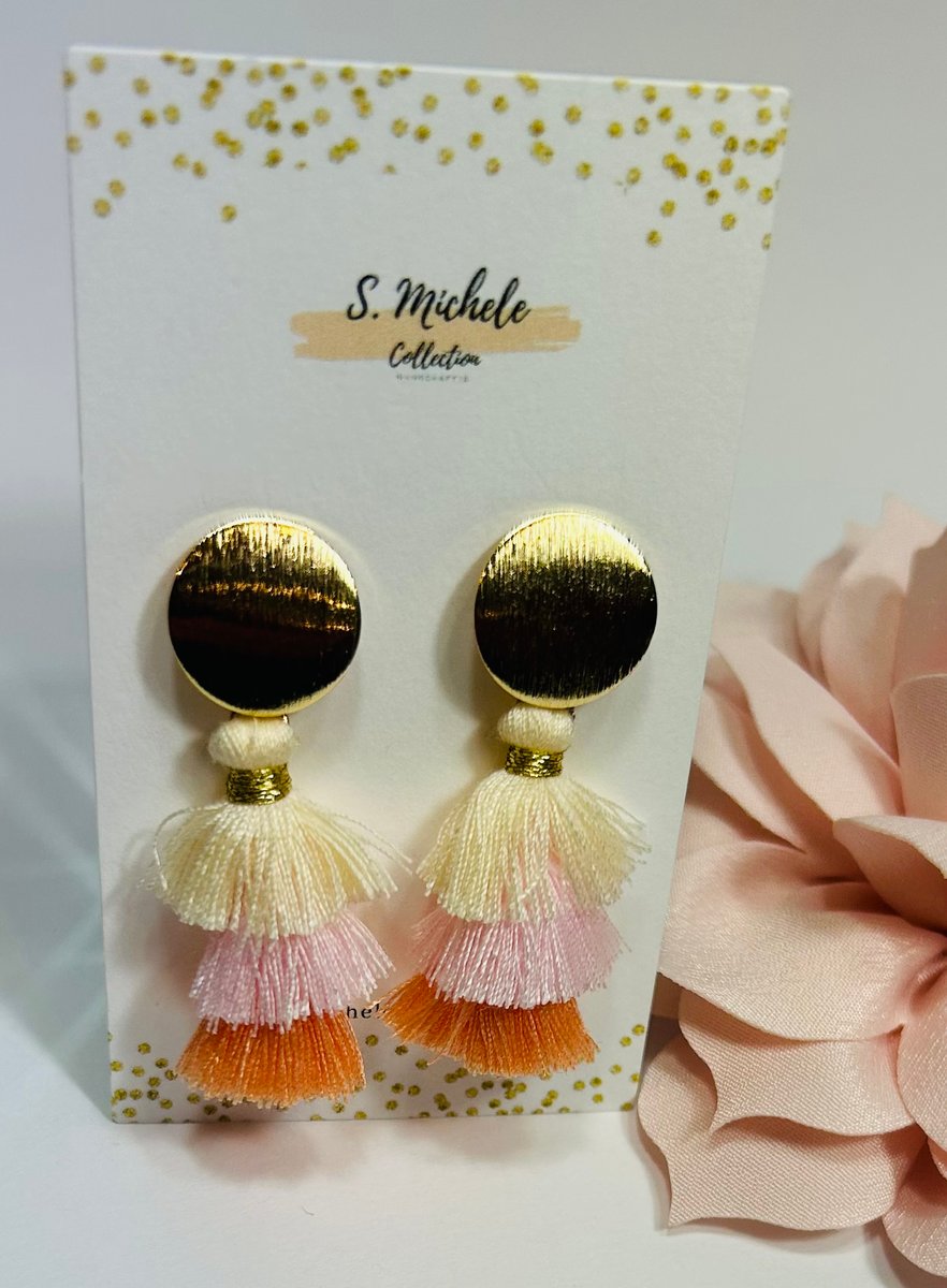 Mini Tiered Tassel Dangle Drop Earrings (Pink & Orange) | S. Michele ...